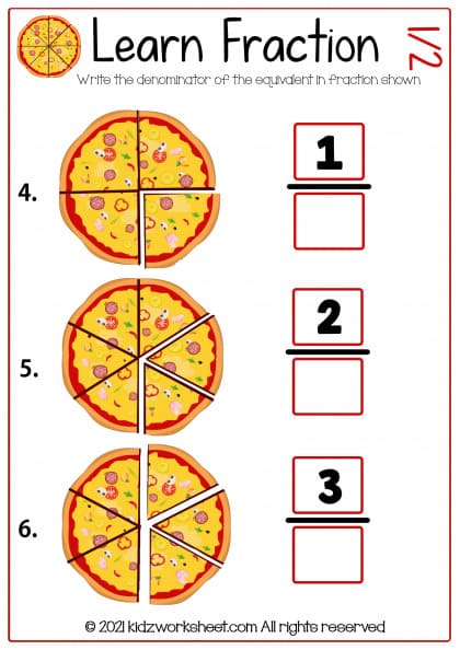 Learn fraction with pizza
